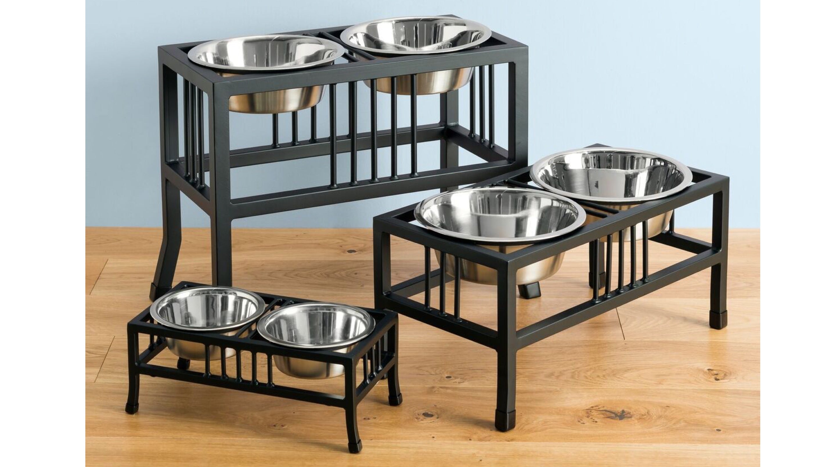 11" Tall Modern Elevated Dog Bowl Stand Set Large Dog Food Water ...