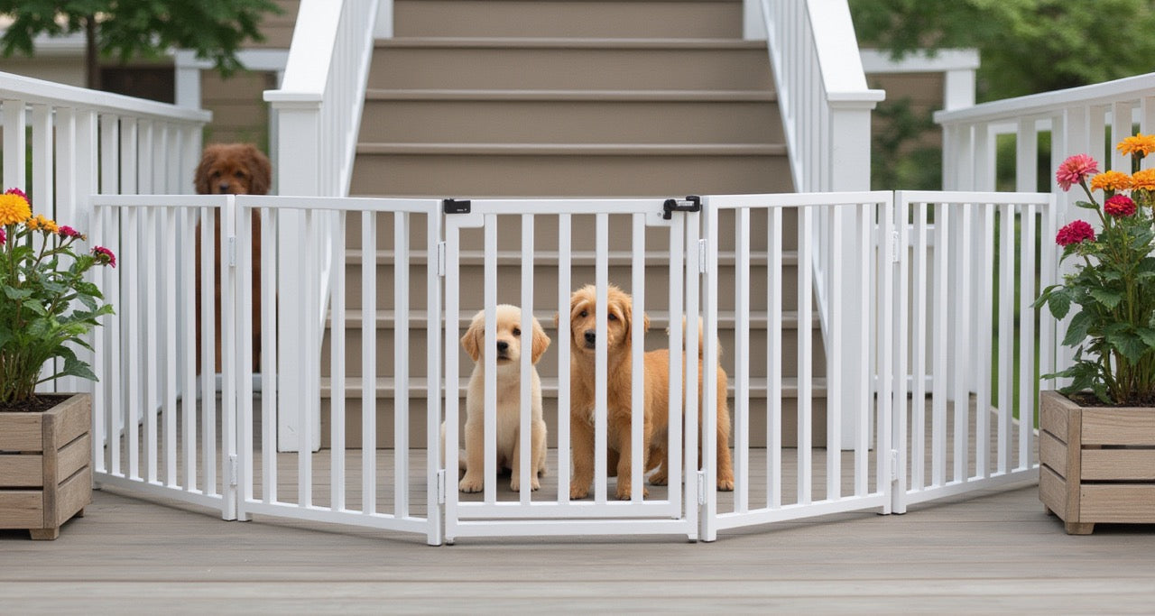 Dog Gates for Small Dogs, Outdoor / Indoor, Walk Through Freestanding ...