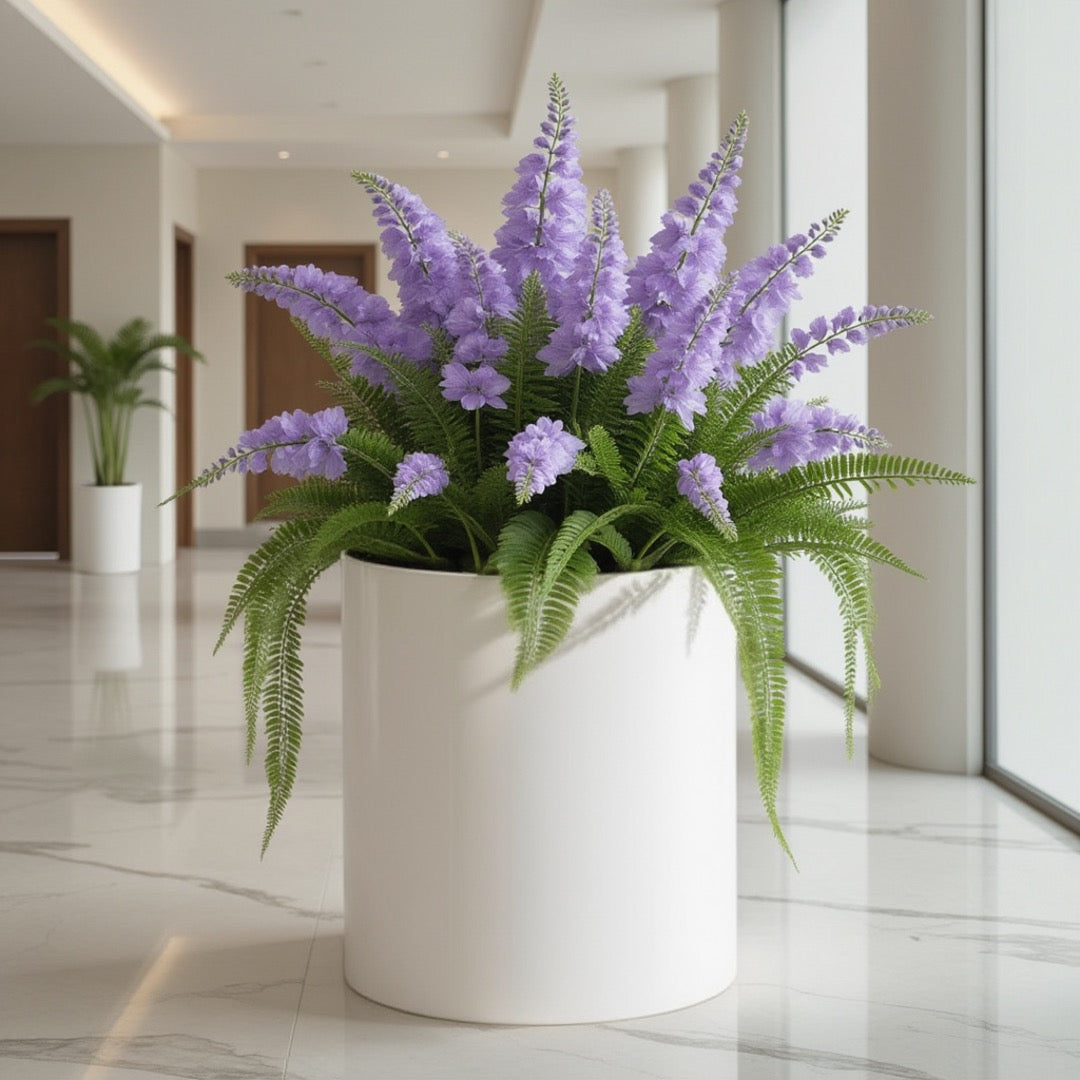 Large White Indoor Planter Pot, Box. Modern Metal, Fiberglass | NMN Designs