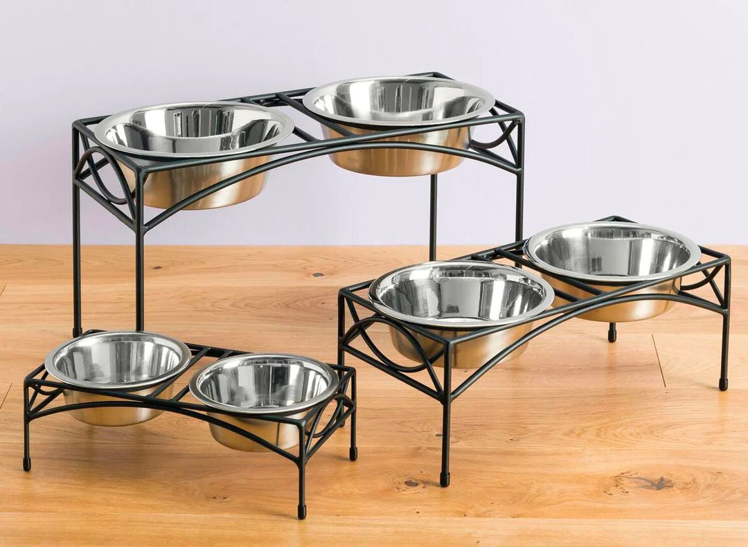 5" Tall, Small Pet, Modern Elevated Dog Bowl Stand Set, Small Dog ...