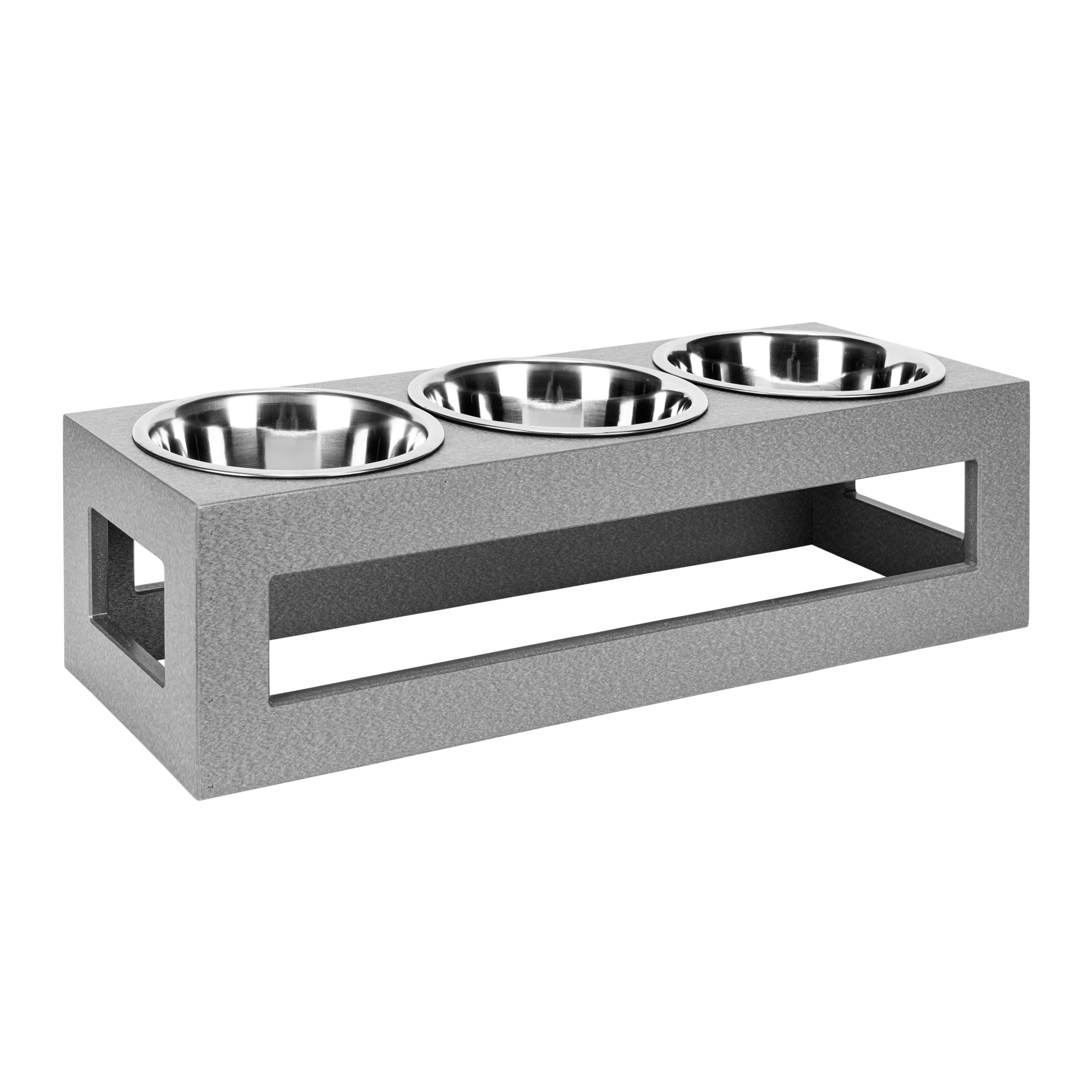 Outdoor Elevated 3 Dog Bowl Stand Set. Medium - Large Dog. Modern ...
