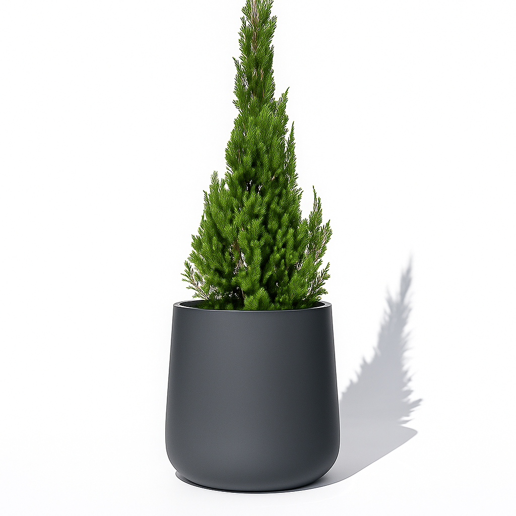 Ainslie Cylinder Planter - Modern Organic Round Fiberglass (9", 12", 16 ...