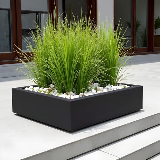 Modern Low Profile Fiberglass Cube Planter Box 30" x 12" Ht, Low Square ...