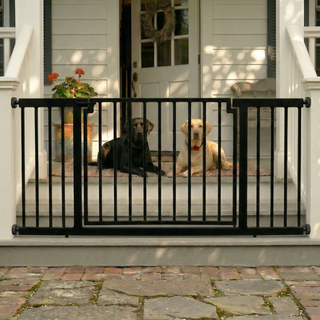 Libro Outdoor Extra Wide Metal Dog Gate w/ Door for Deck (59.5" - 100 ...