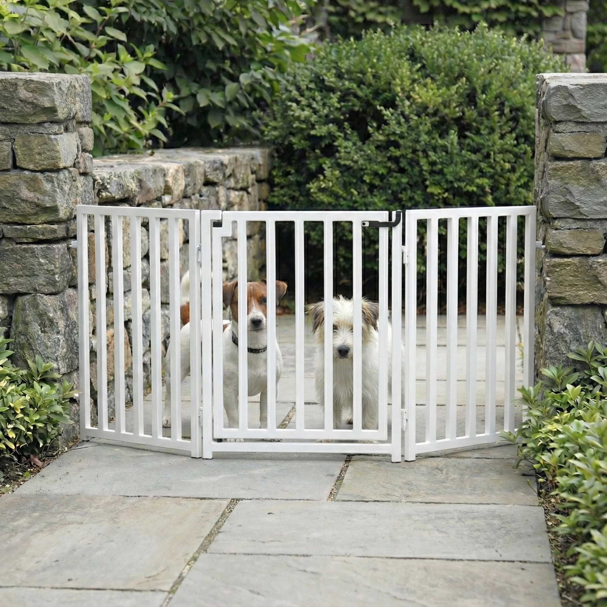 Outdoor Freestanding Pet Gate w/ Door. 23" - 117" Extra Wide. Dog Gate ...