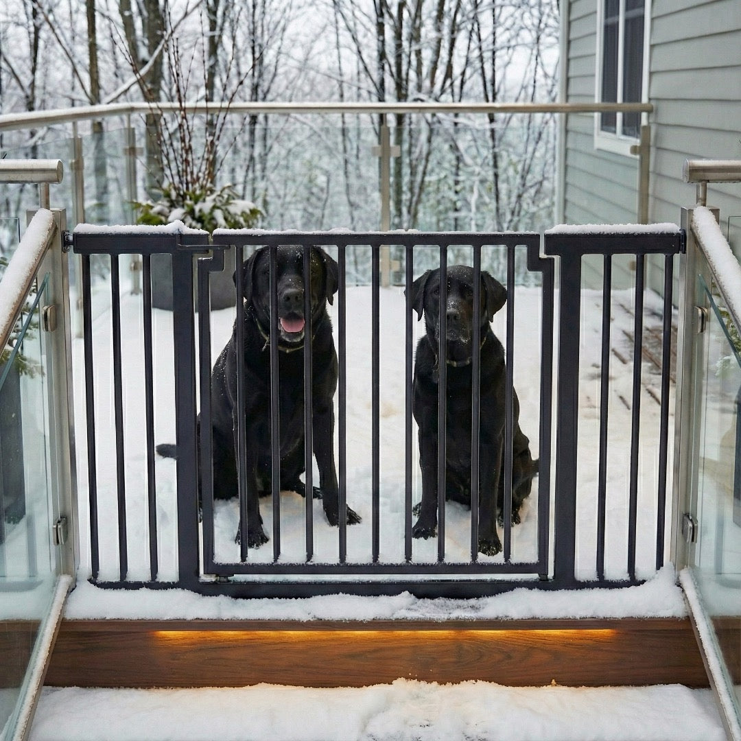 Libro Outdoor Extra Wide Metal Dog Gate w/ Door for Deck (59.5" - 100 ...