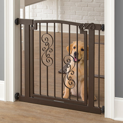 Metal Wrought Iron Dog Gate, Pet Gates Heavy Duty Indoor Outdoor | NMN ...