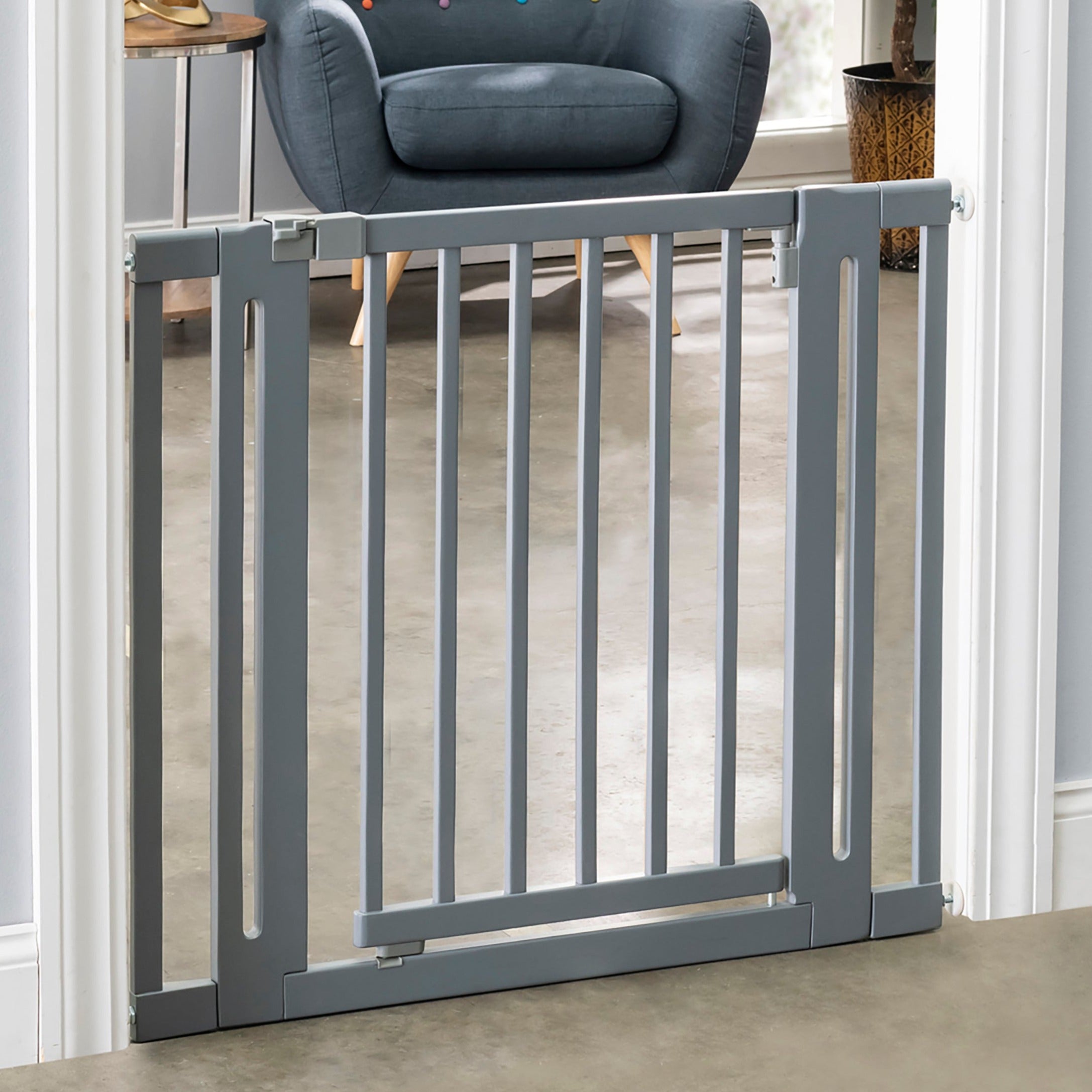 Nani Modern Wood Dog Gate w/ Door Narrow 28" - 38" Wide. Strong ...